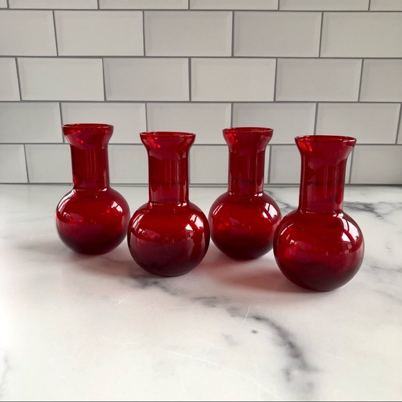 Two's Company | Accents | Twos Company Set Of 4 Red Bud Vases New ...